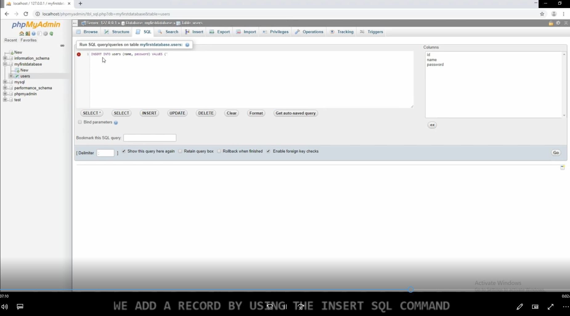 XAMPP Open Localhost And MySQL CREATE And DROP Table Tutorial 